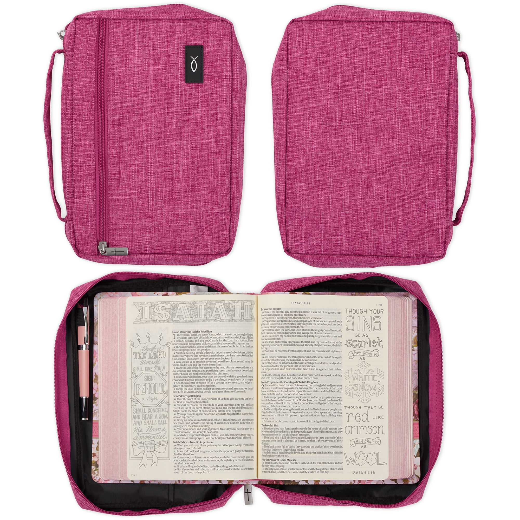 Christian Art Gifts Polyester Bible Cover for Men & Women w/ Jesus Fish ...