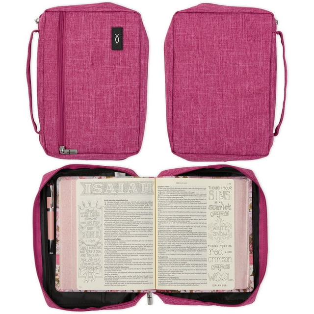 Christian Art Gifts Polyester Bible Cover for Men & Women w/ Jesus Fish ...