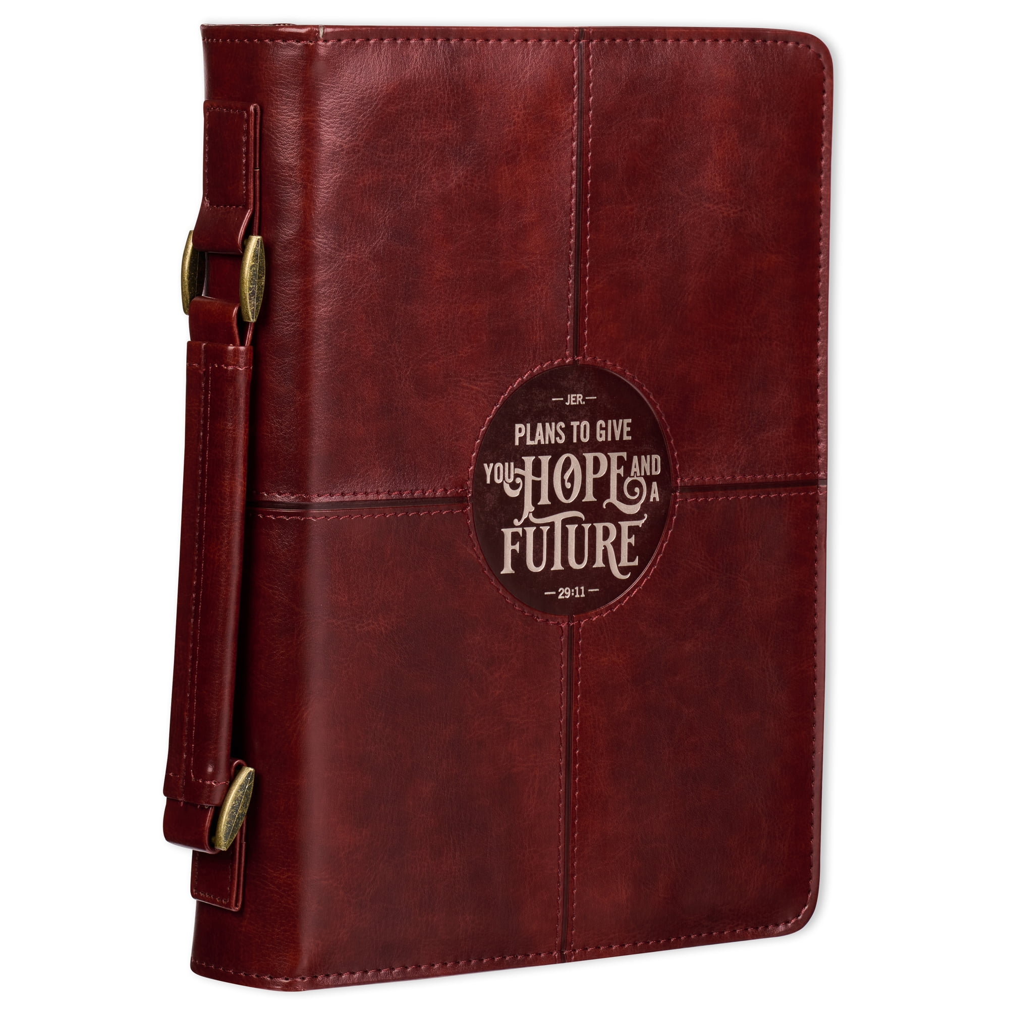 Christian Art Gifts Protective Chestnut Brown Faux Leather Bible Cover ...