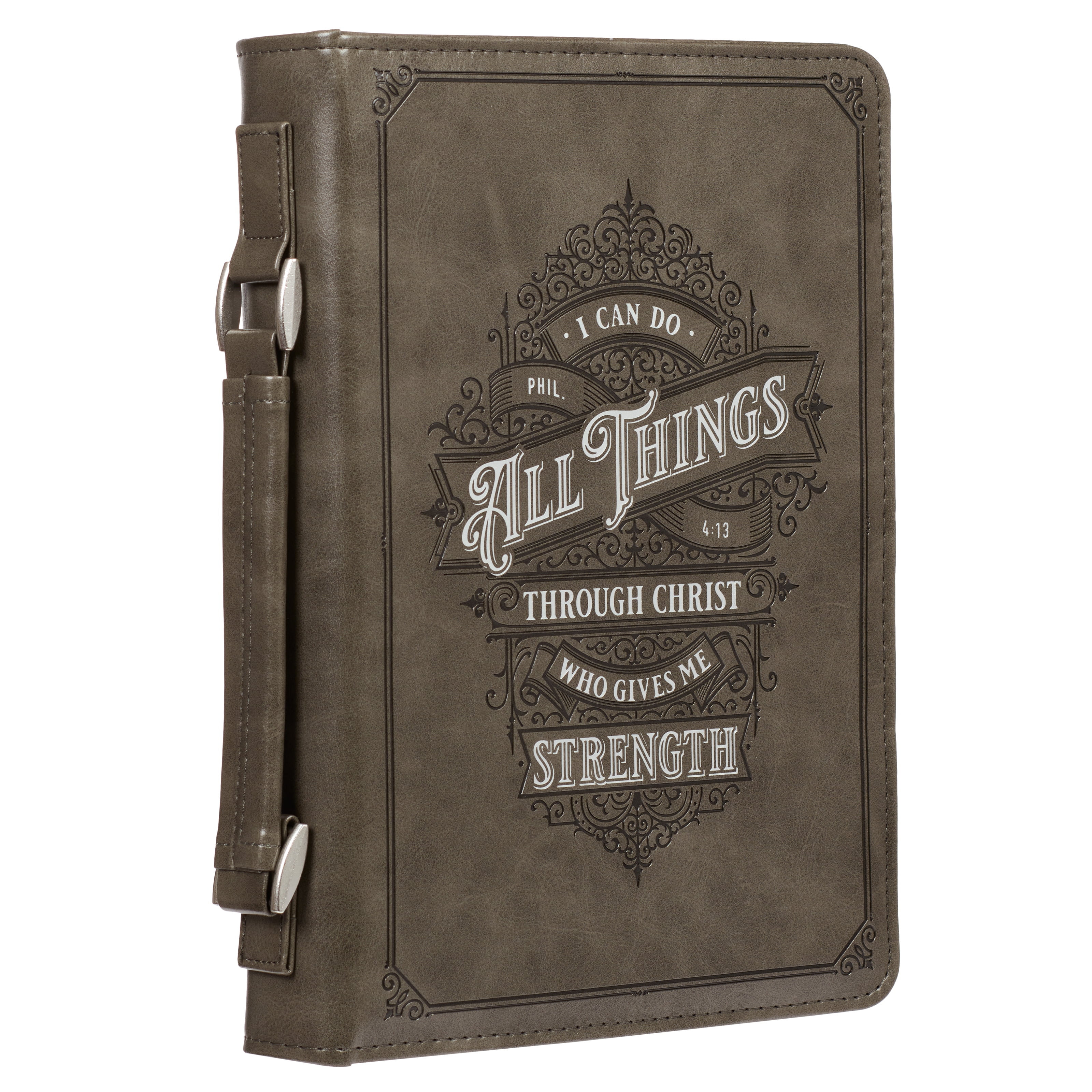 Christian Art Gifts Protective Gray Faux Leather Classic Bible Cover ...