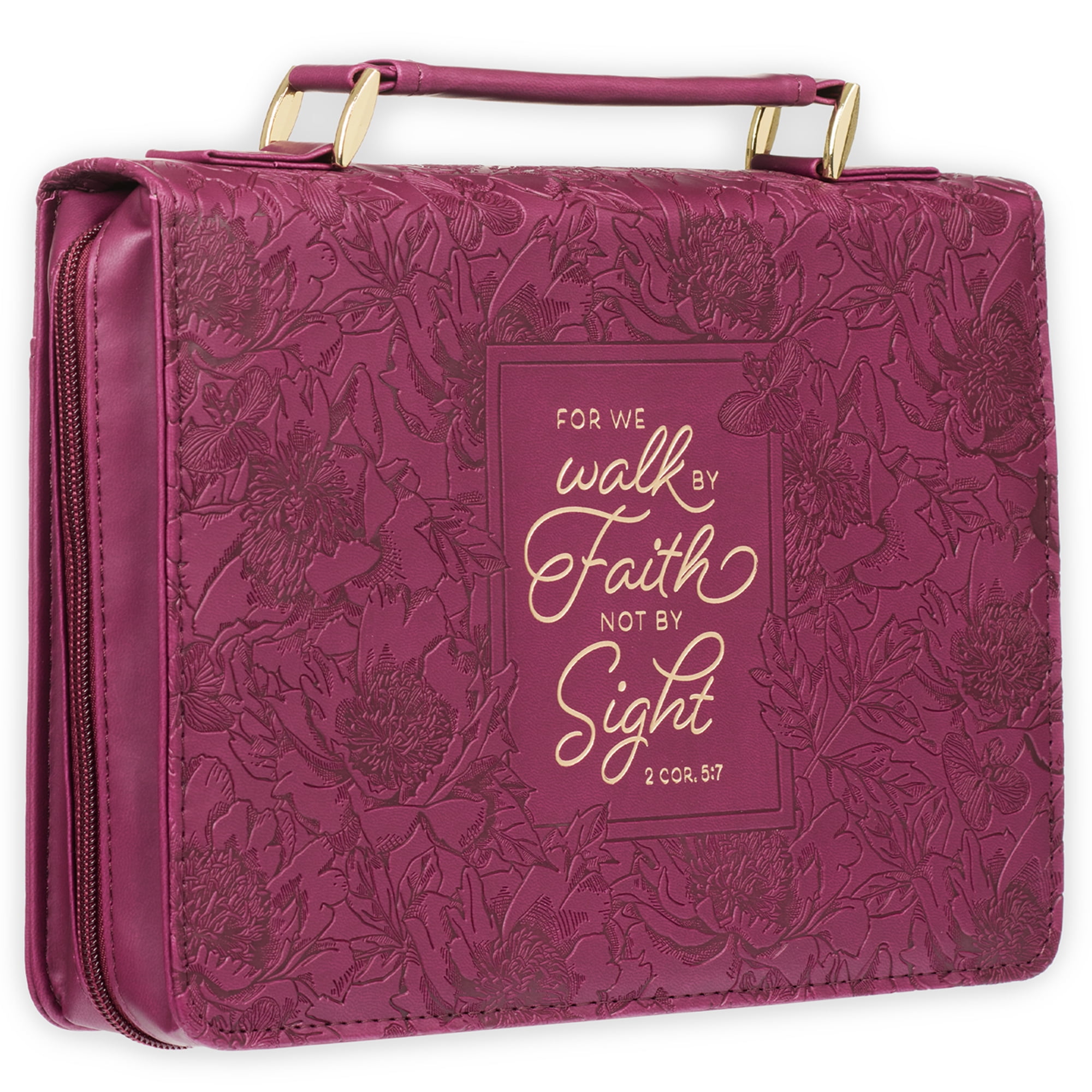 Christian Art Gifts Women's Ruby Red Faux Leather Bible Cover, Walk by ...