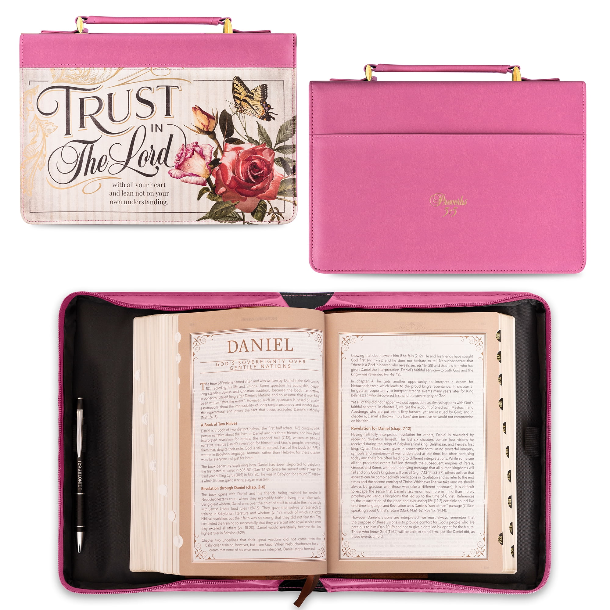 Christian Art Gifts Rose Pink Floral Fashion Bible Cover for Women ...