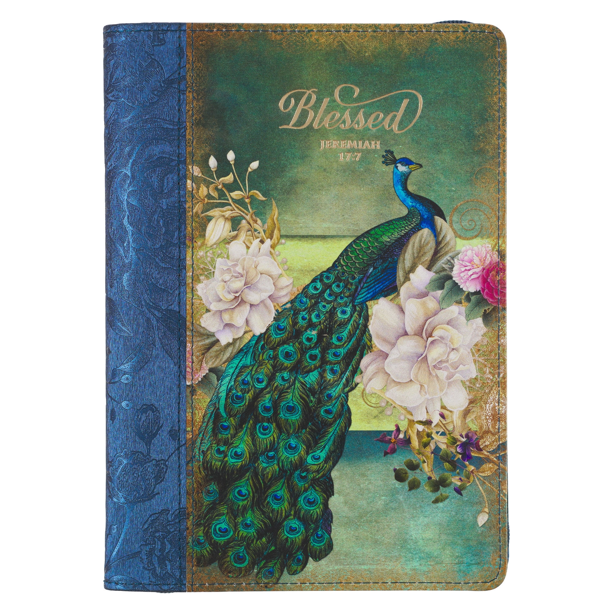 Christian Art Gifts Scripture Journal Blue/Peacock Printed Blessed ...