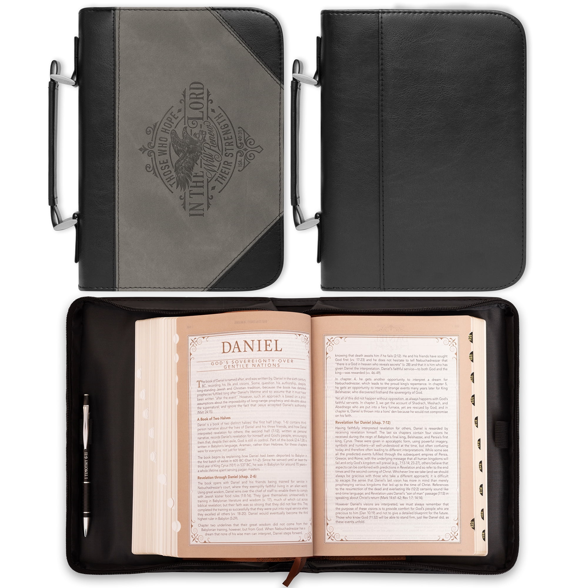 Christian Art Gifts Vegan Leather Classic Scripture Bible Cover for Men ...