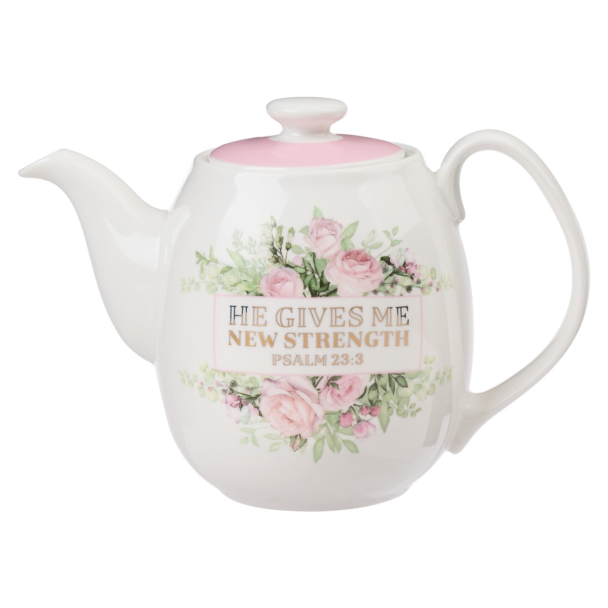 Christian Art Gifts Women's White Ceramic Teapot for One: He Gives Me ...