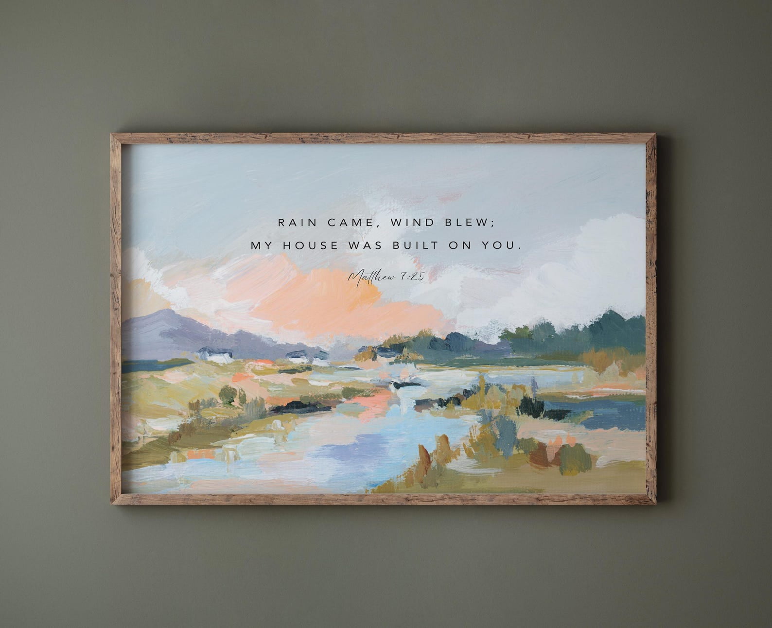 Christian Art - Landscape Art Bible Verse Matthew 7 25 - Christian Home ...