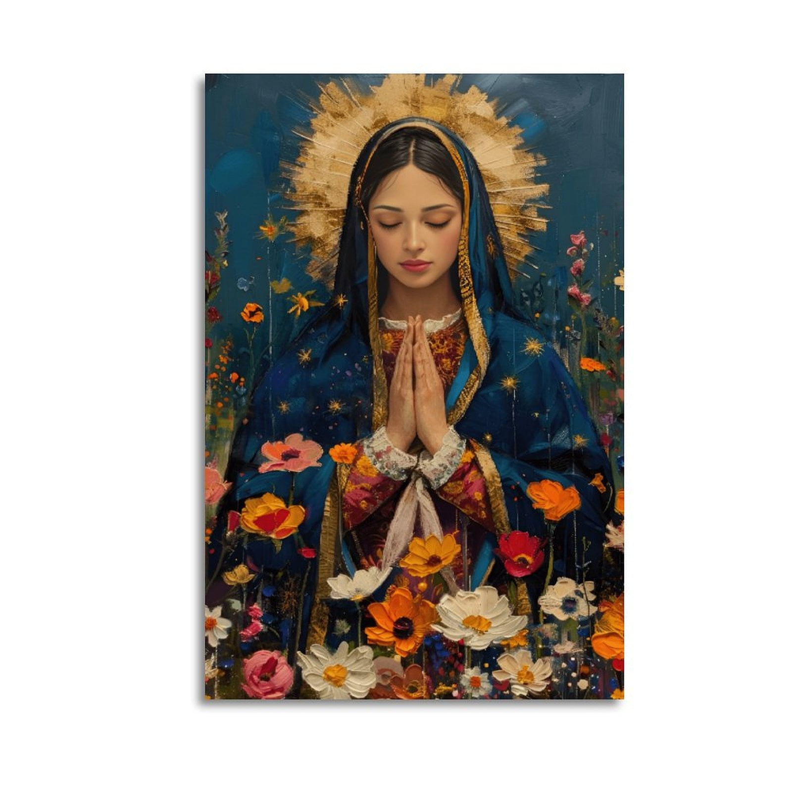Christian Art,Virgin Mary Poster The Marias Poster Wrapped Wooden Frame ...