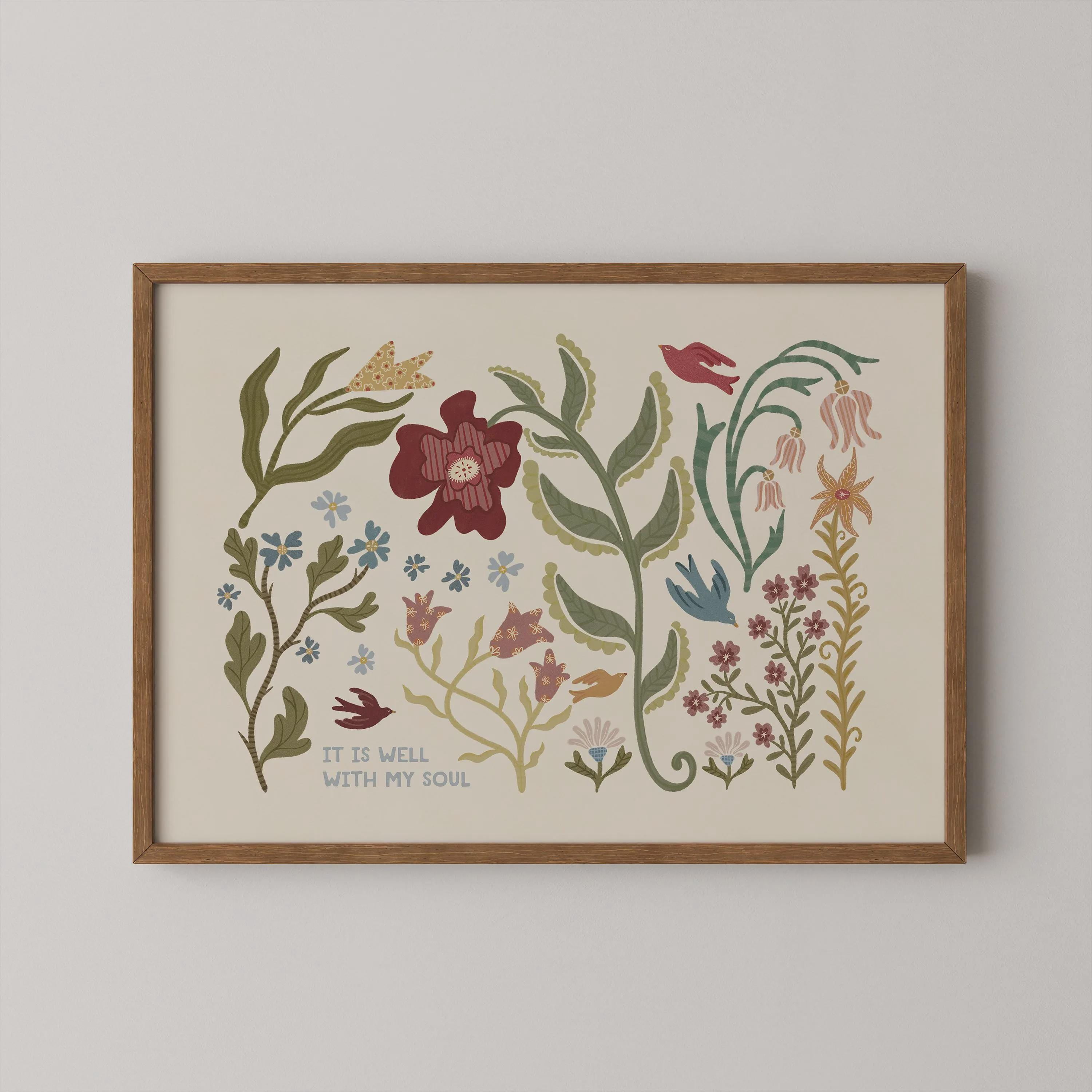 Christian Artwork Print It Is Well With My Soul Hymn Wall Art Floral ...