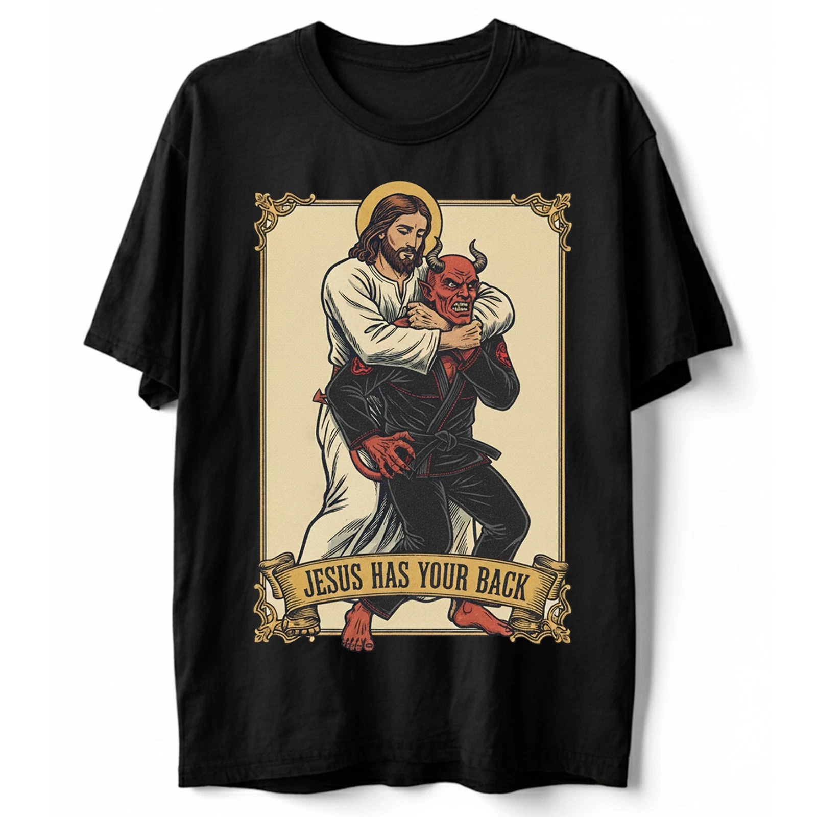 Christian BJJ Hero Back Support Jiu Jitsu Faith Warrior Unisex T-Shirt ...