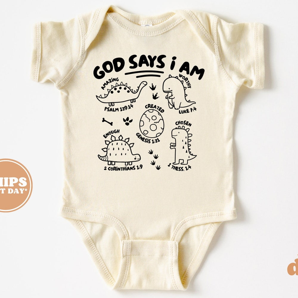 Christian Baby Bodysuit, God Says I Am Christian Bodysuit, Retro Baby ...