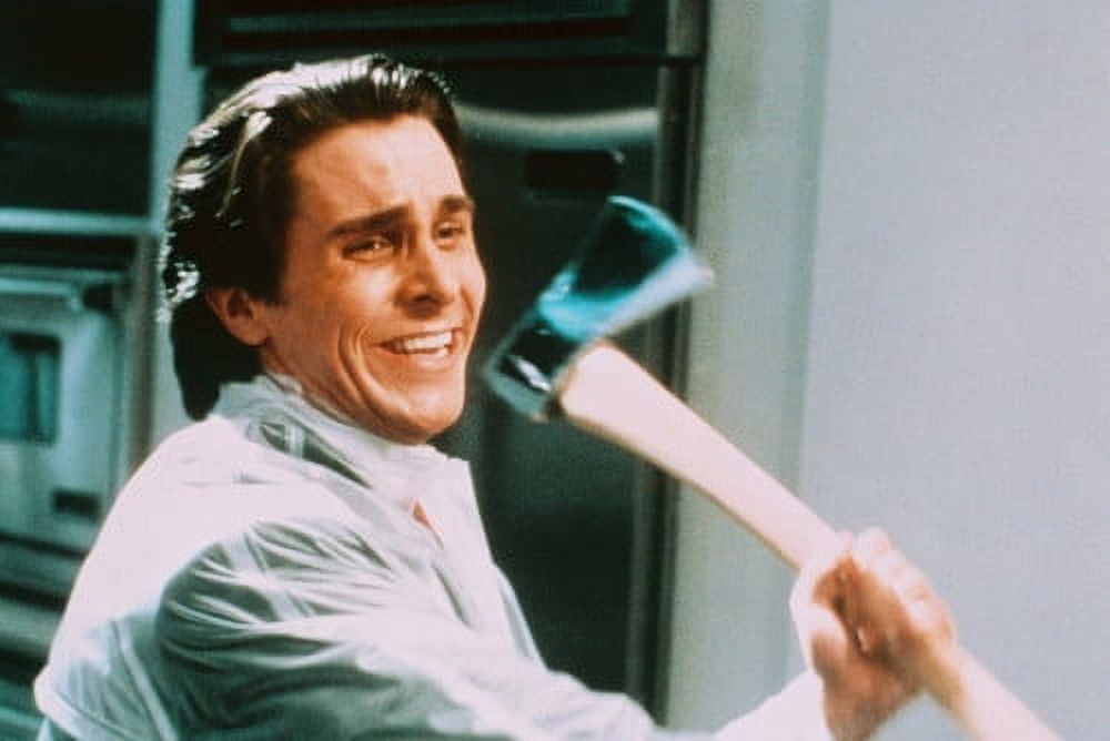 Christian Bale American Psycho Bateman wields axe smiling 24X36 Poster ...