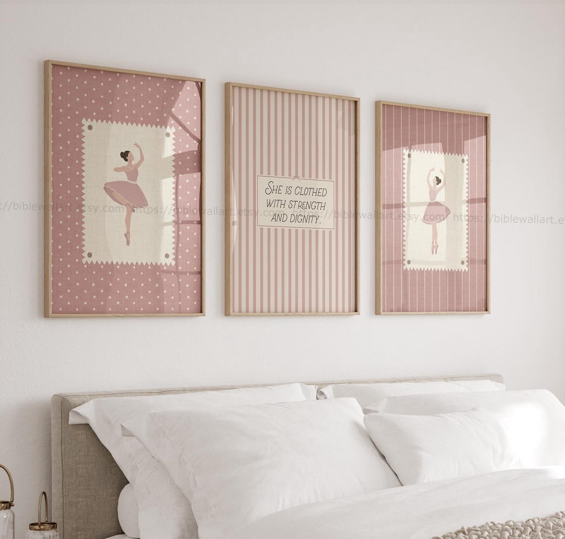 Christian Ballet Wall Art Ballerina Print Vintage Girls Room Strength ...