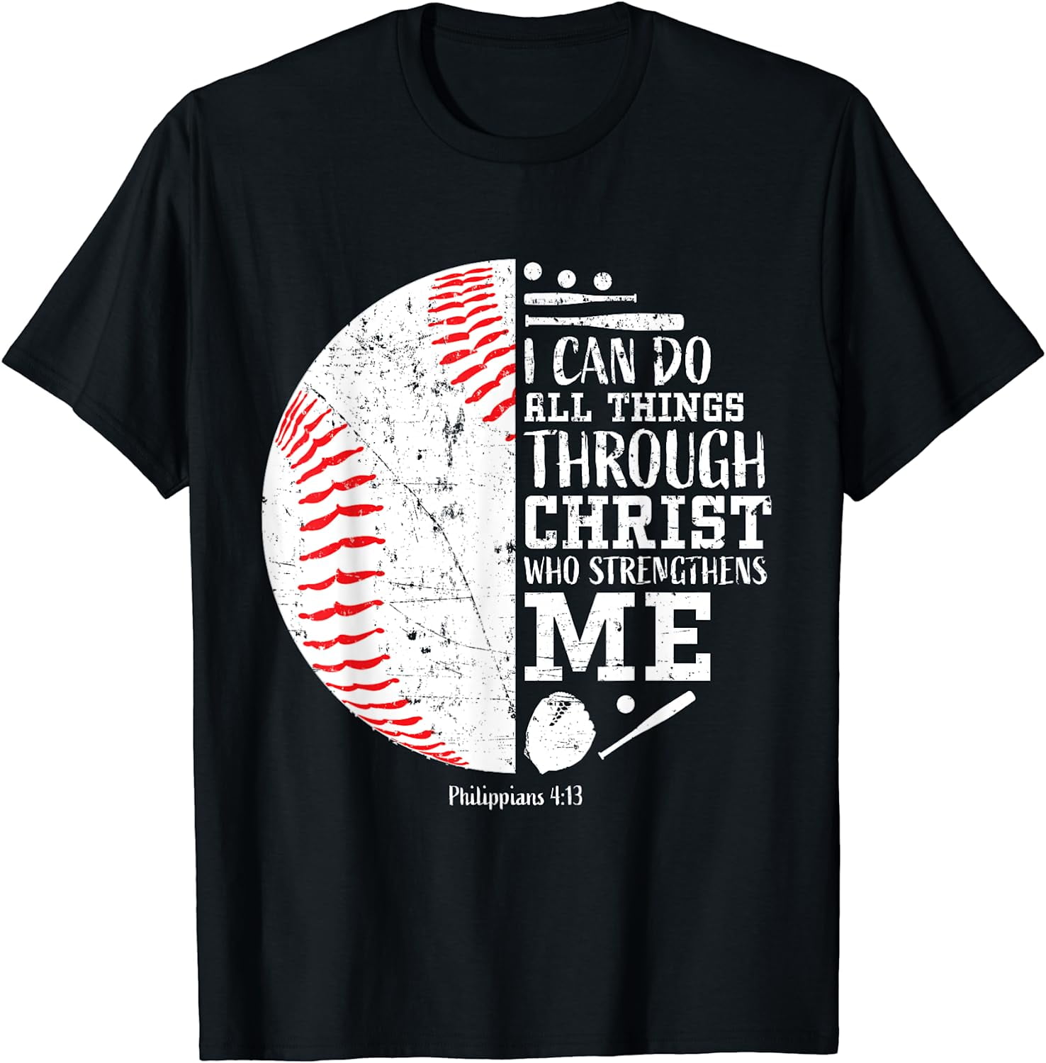 Christian Baseball I Can Do All Things Religious Verse Gifts T-Shirt ...