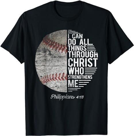 Christian Baseball Men Boys Kids Philippians Religious Gifts T-Shirt ...