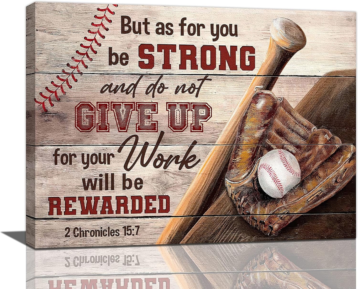 Christian Baseball Wall Art Boys Room Decor Scripture Sports Canvas ...
