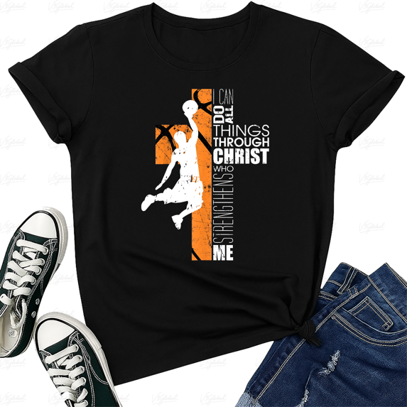 Christian Basketball Philippians 4 13 Faith Sports Quote Unisex T-Shirt ...