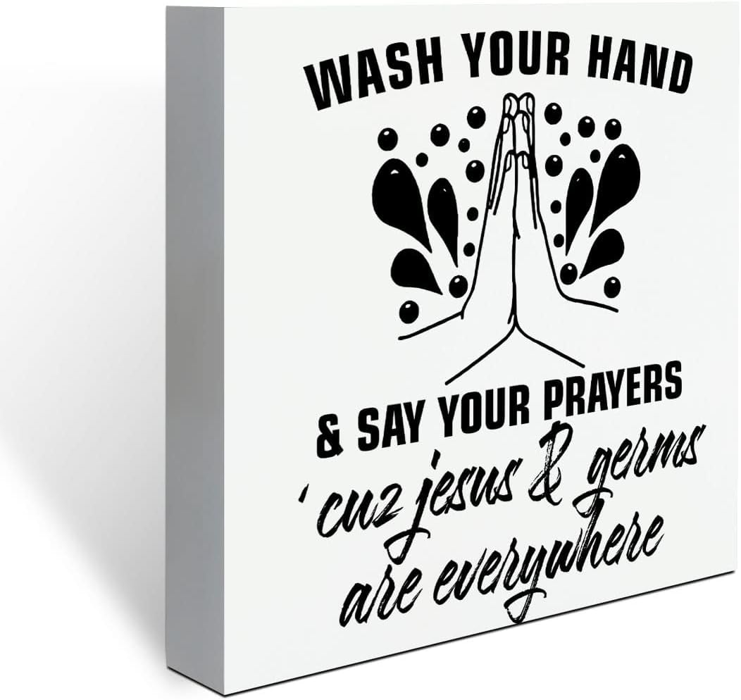 Christian Bathroom Decor Rustic Wooden Box Sign White Desk Decor ...