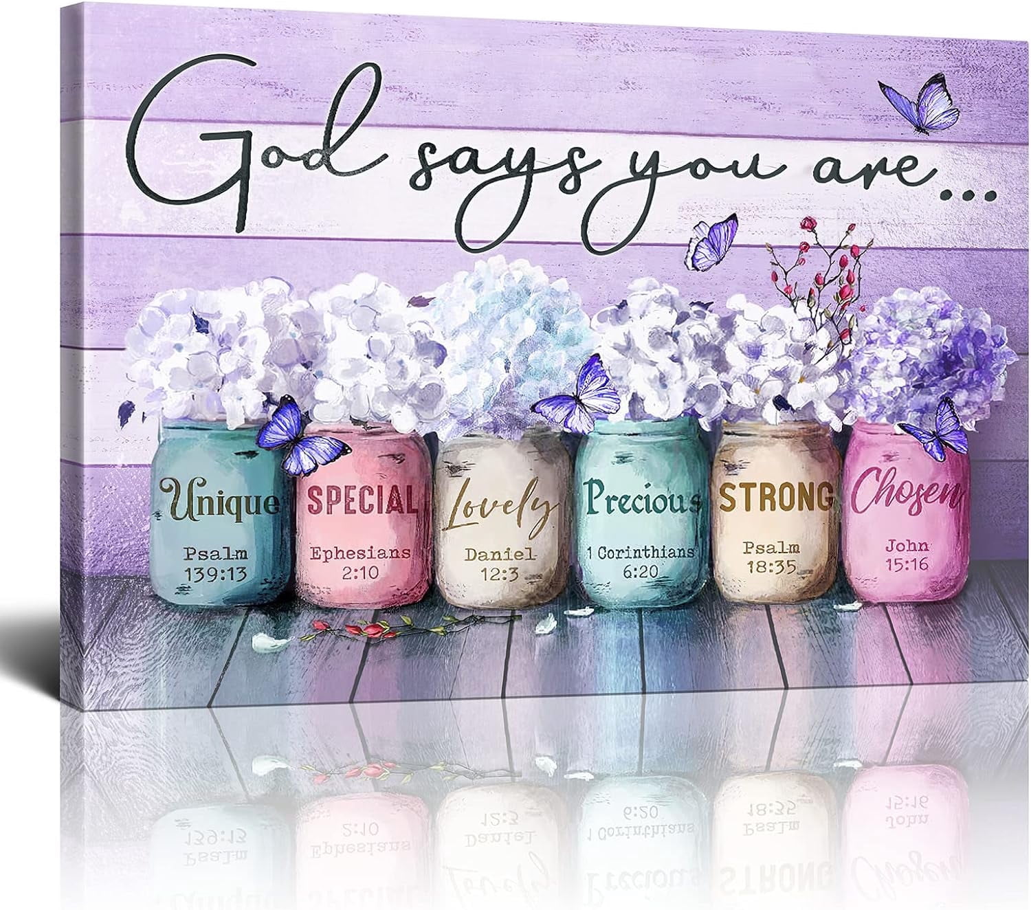 Christian Bathroom Wall Art Framed Canvas, “God Says You Are” Bible ...