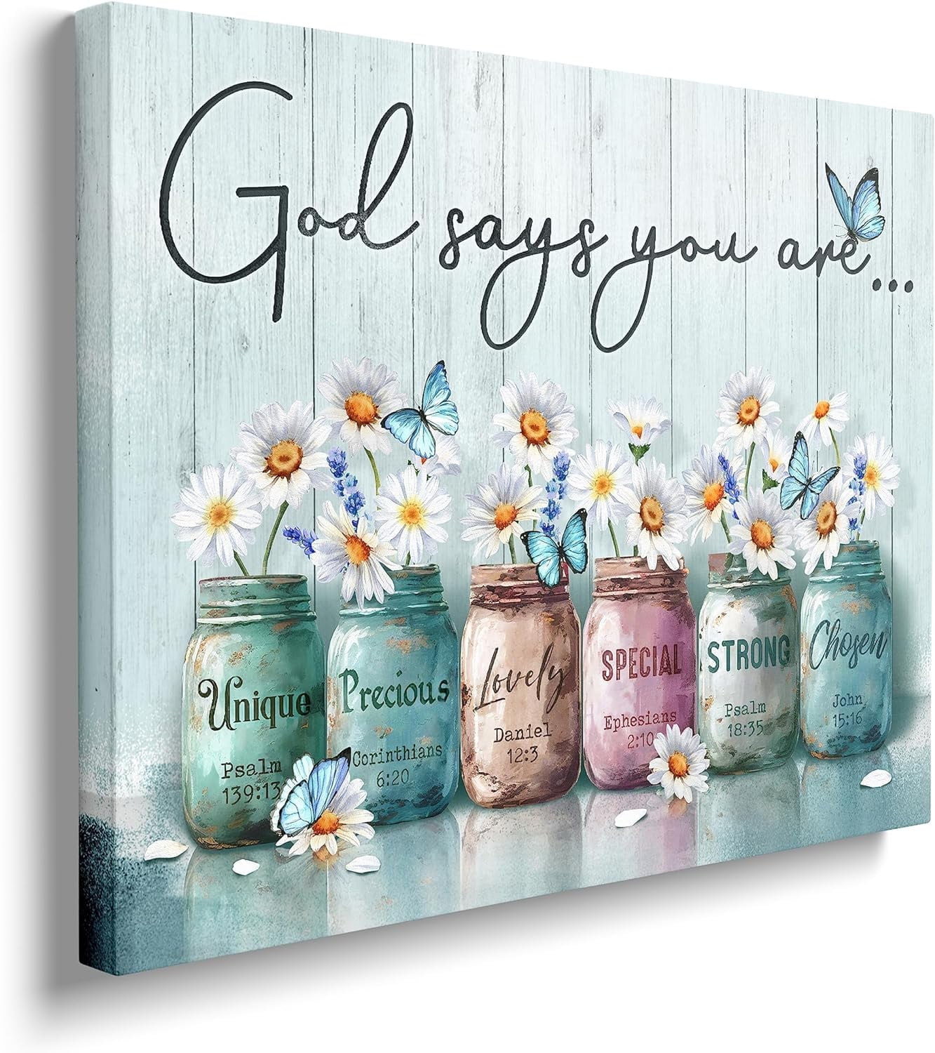 Christian Bathroom Wall Art Framed Canvas, “God Says You Are” Bible ...