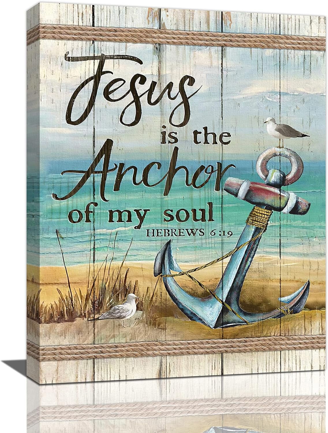 Christian Beach Anchor Wall Art Scripture Coastal Nautical Canvas Print ...