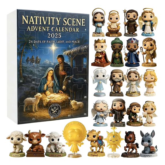 Christian Believer Gift: 2025 Nativity Scene Advent Calendar with 24 ...