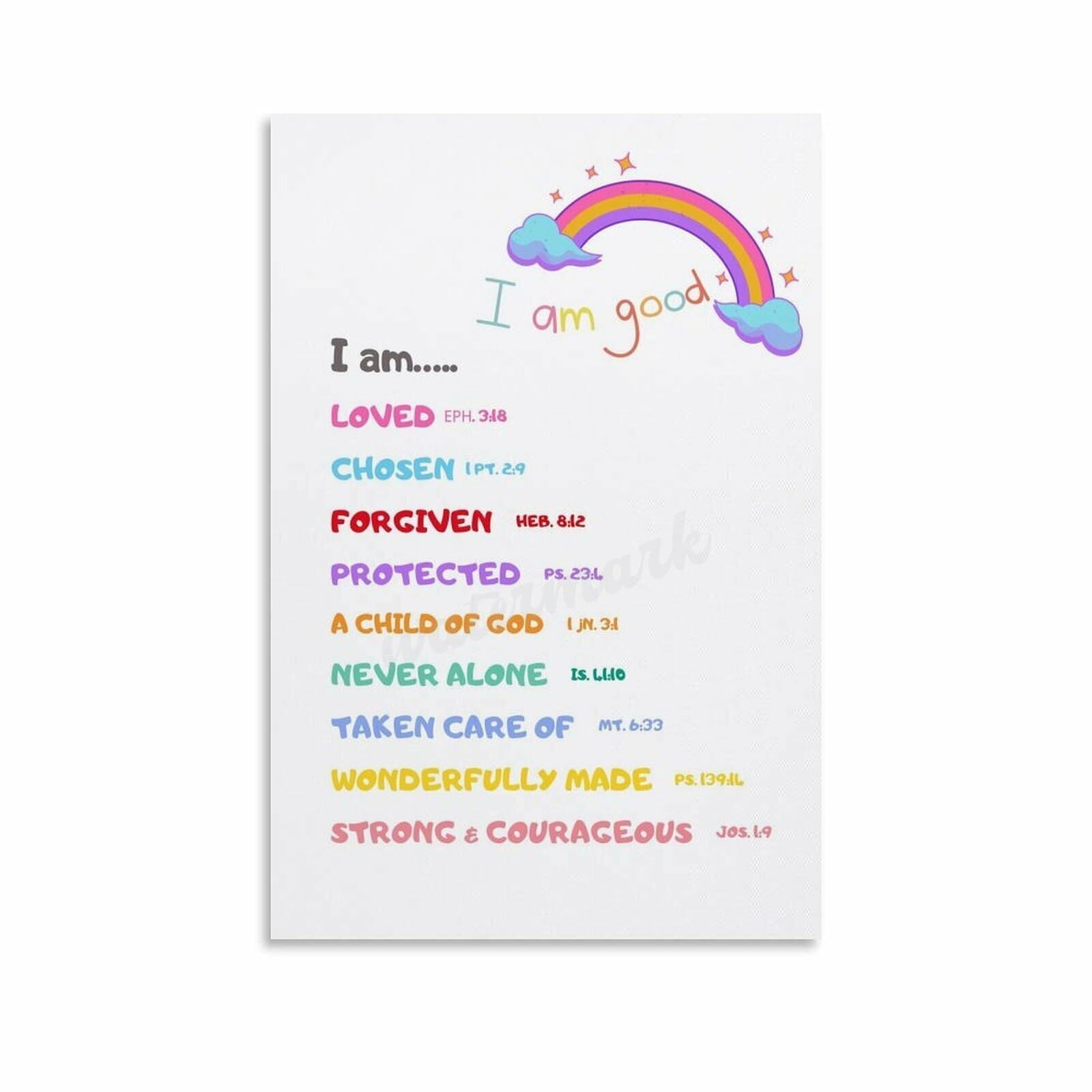 Christian Bible Affirmations for Kids Poster Sunday School Kids ...
