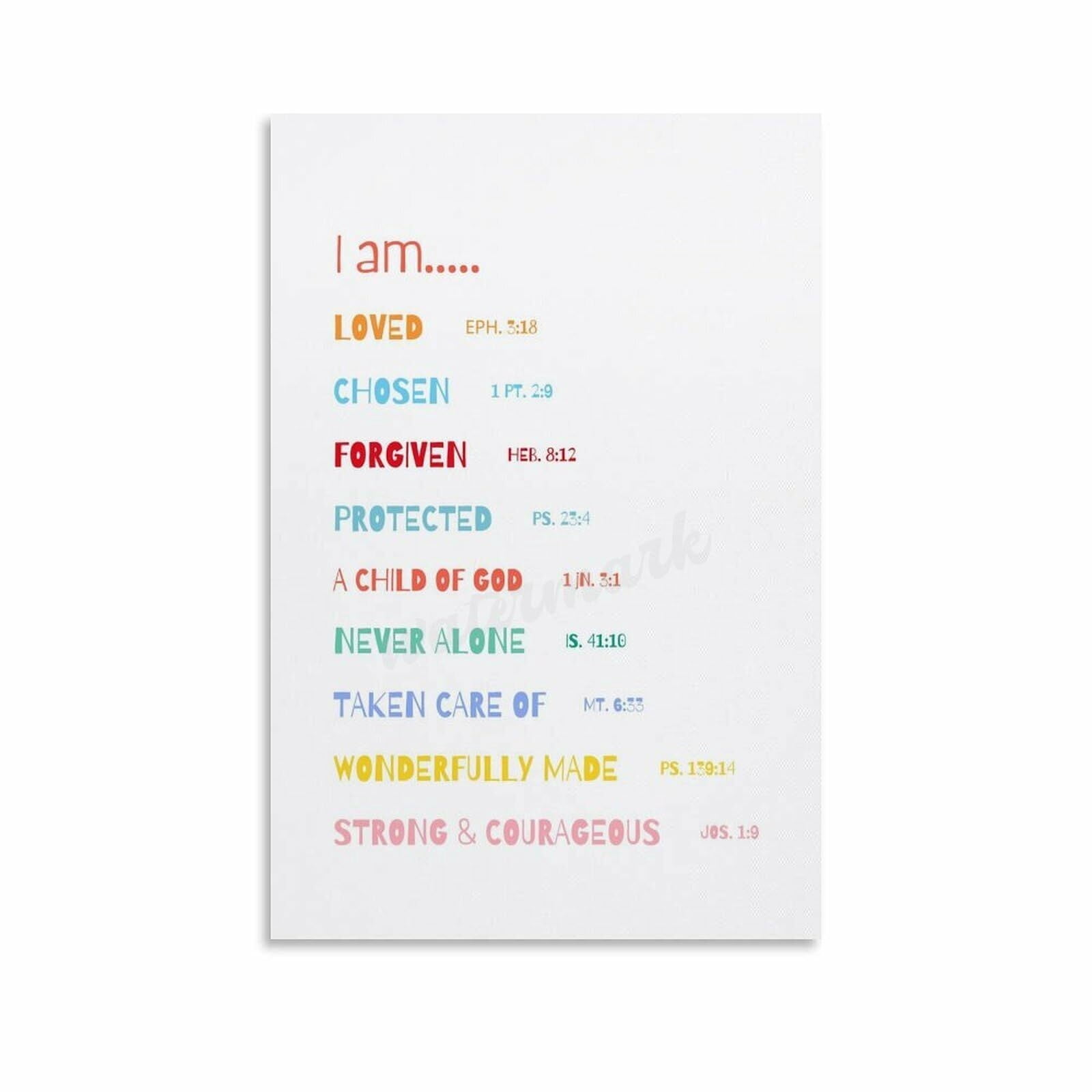 Christian Bible Affirmations for Kids Poster Sunday School Kids ...