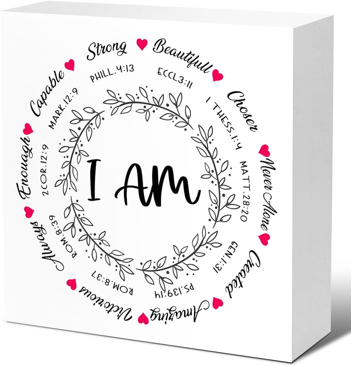 Christian Bible Chapter Desk Decor, Bible Verse Wood Box Sign, I Am ...