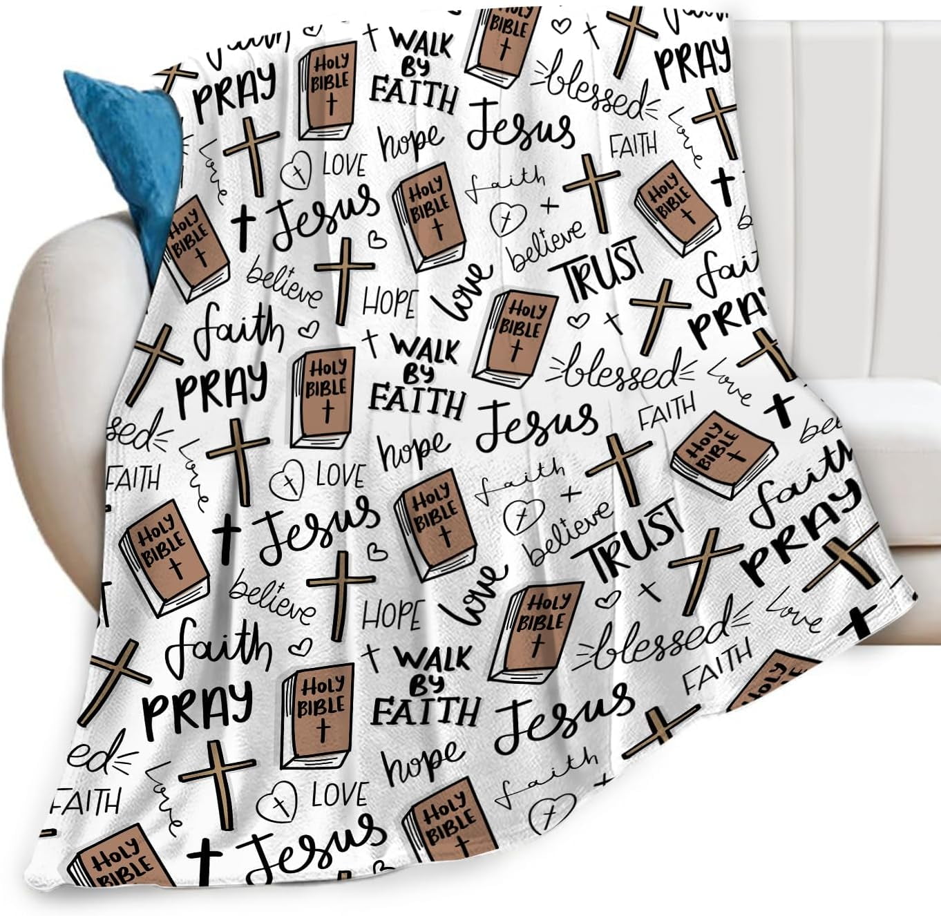 Christian Bible Cross Throw Blanket Jesus Religious Faith Prayer ...