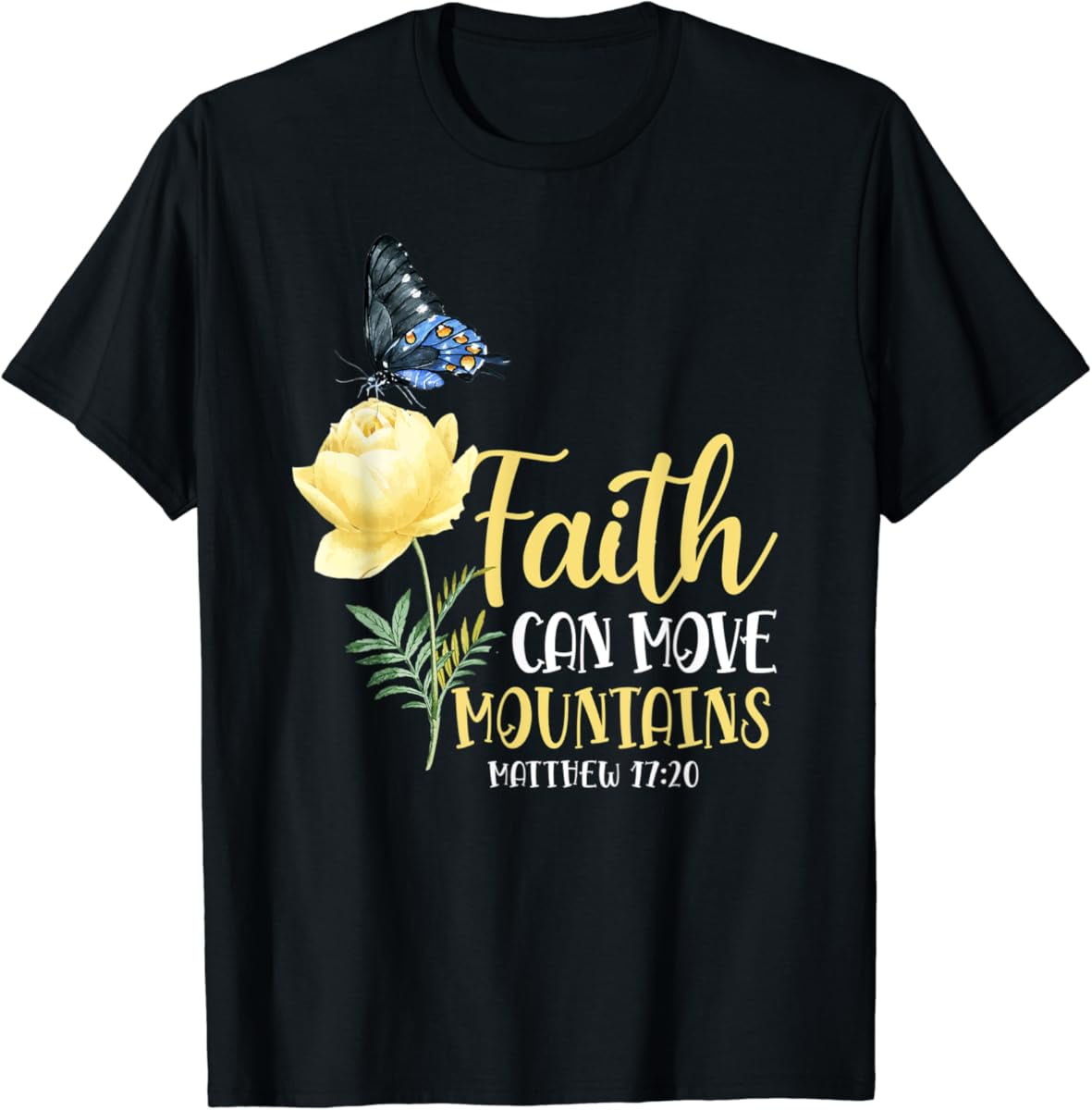 Christian Bible Verse Butterfly Rose Flower Matthew 1:2 T-Shirt ...
