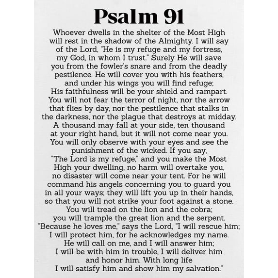 Christian Bible Verse Canvas Wall Art Scripture Psalm 91 Poster Print ...