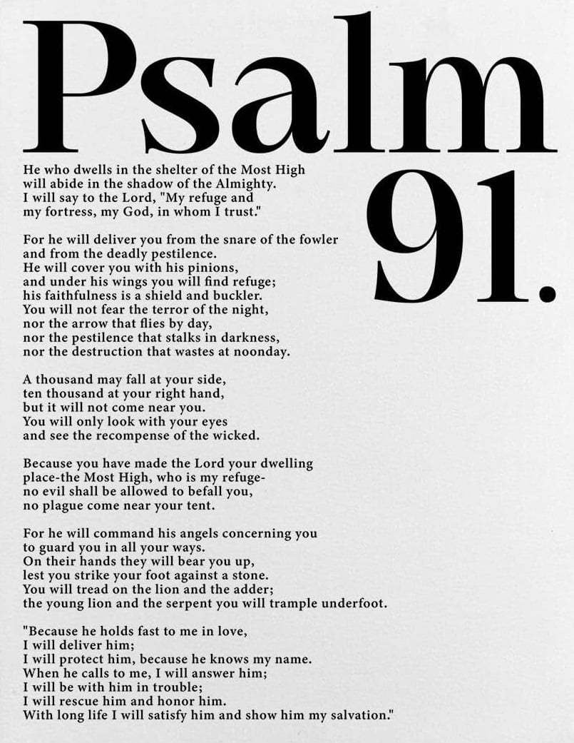 Christian Bible Verse Canvas Wall Art Scripture Psalm 91 Poster Print ...