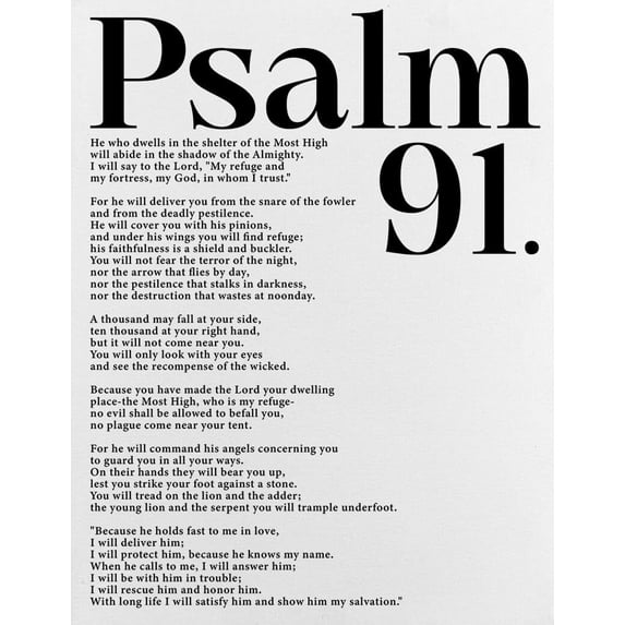 Christian Bible Verse Canvas Wall Art Scripture Psalm 91 Poster Print ...