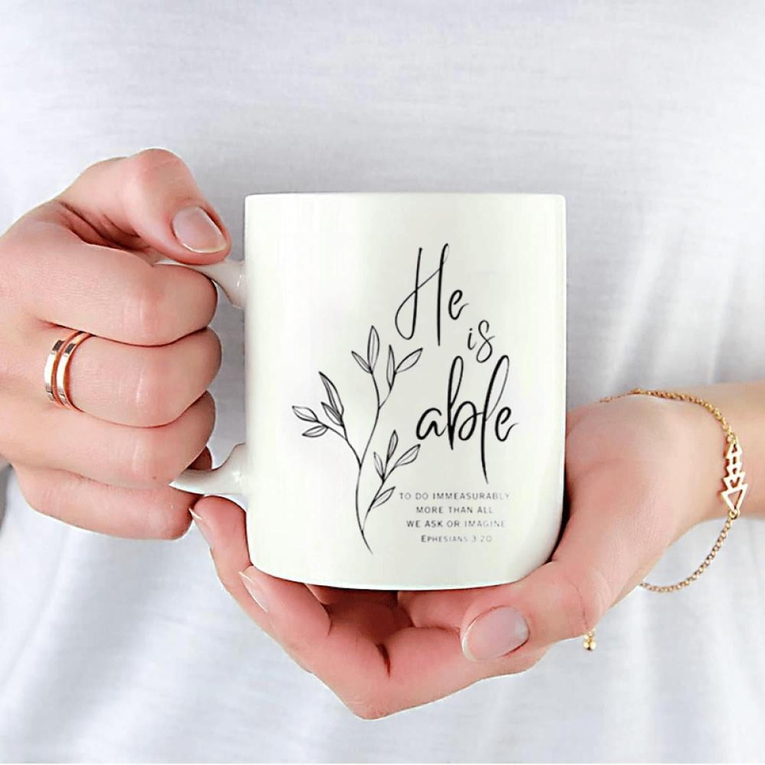 Christian Bible Verse Coffee Mug with Philippians 4 13 Verse He is Able ...