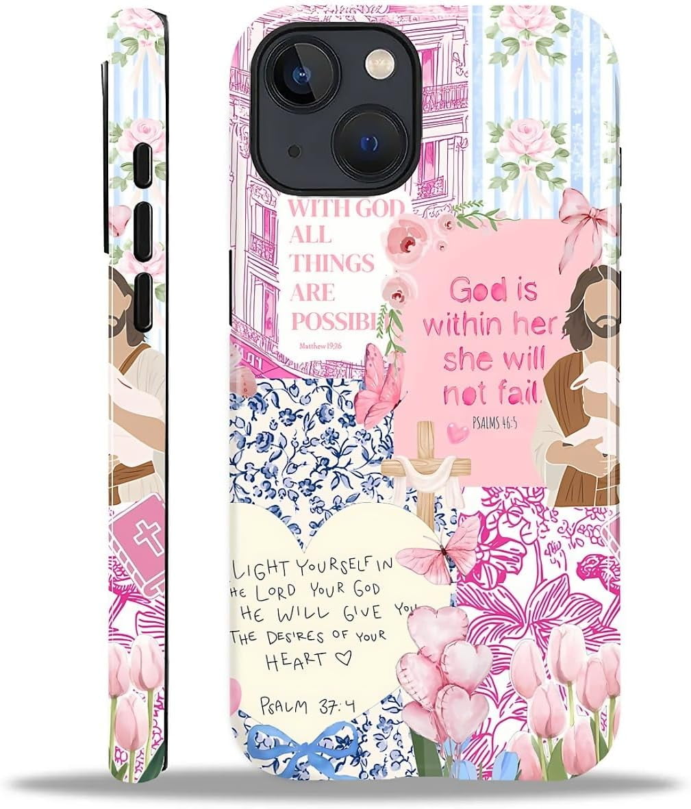 Christian Bible Verse Collage Phone Case - Aesthetic Religious Art Case ...