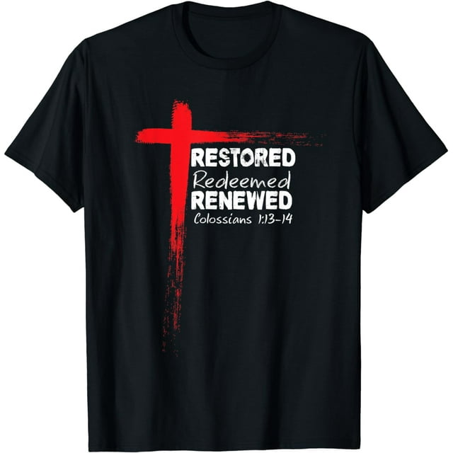 Christian Bible Verse Colossians 1 13 14 Cross T Shirt