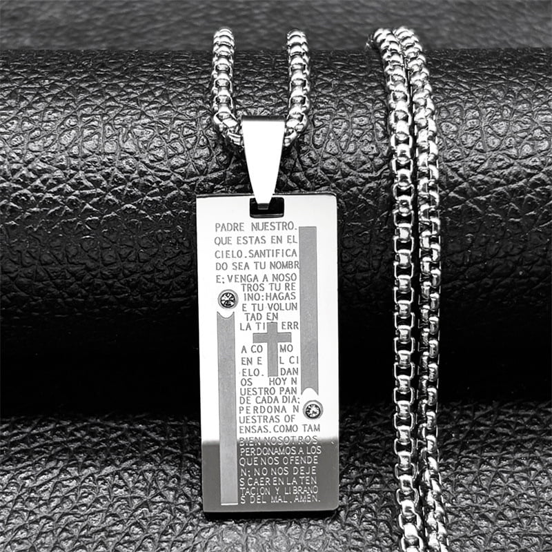 Christian Bible Verse Cross Medal Chain Necklace for Women Men 14K ...
