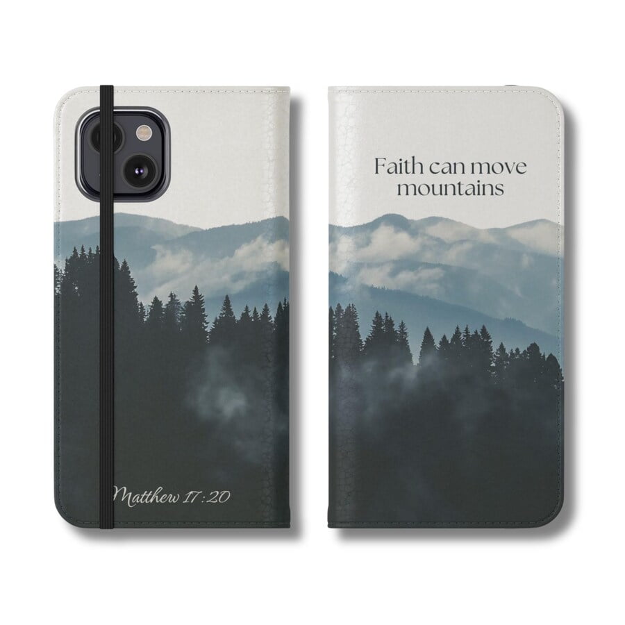 Christian Bible Verse Flip Wallet "Faith Can Move Mountains" Case 11 12 ...
