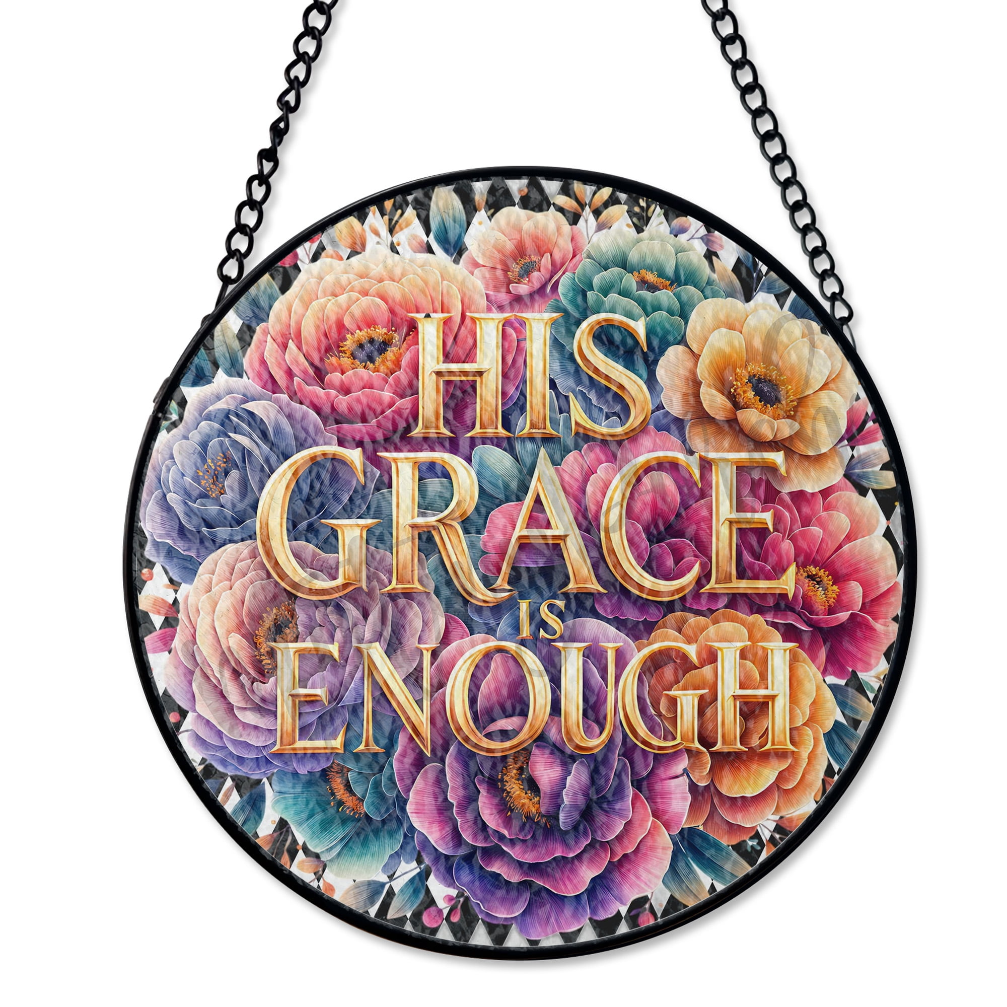 Christian Bible Verse Floral Stained Glass Suncatcher UV Printed Glass ...