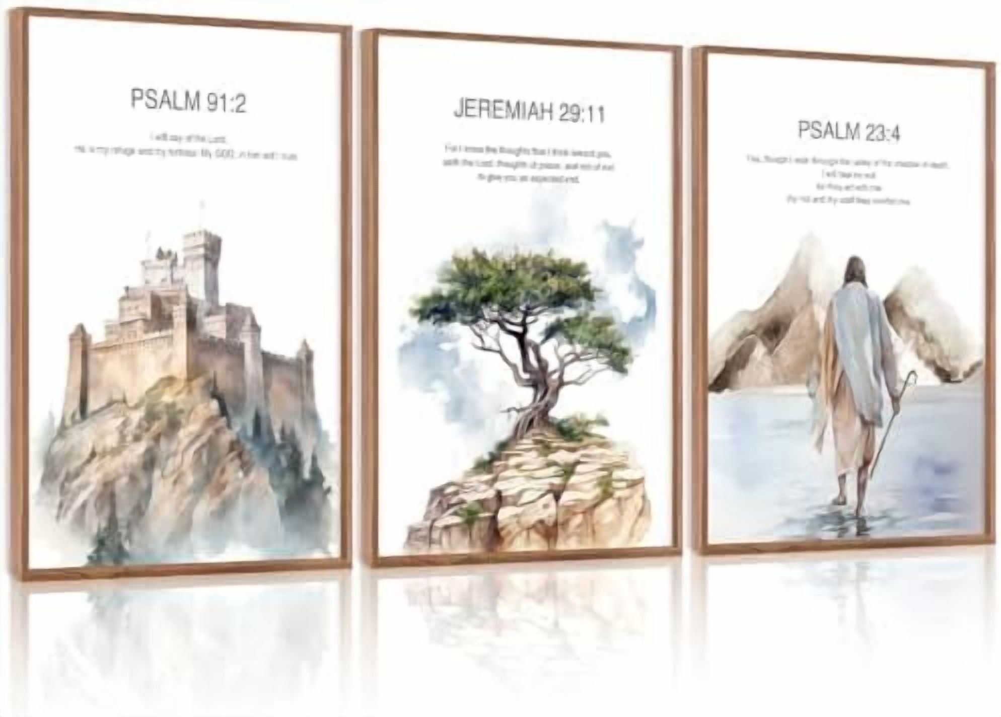 Christian Bible Verse Framed Canvas Wall Art Set Of 3, Jesus Wall Decor ...