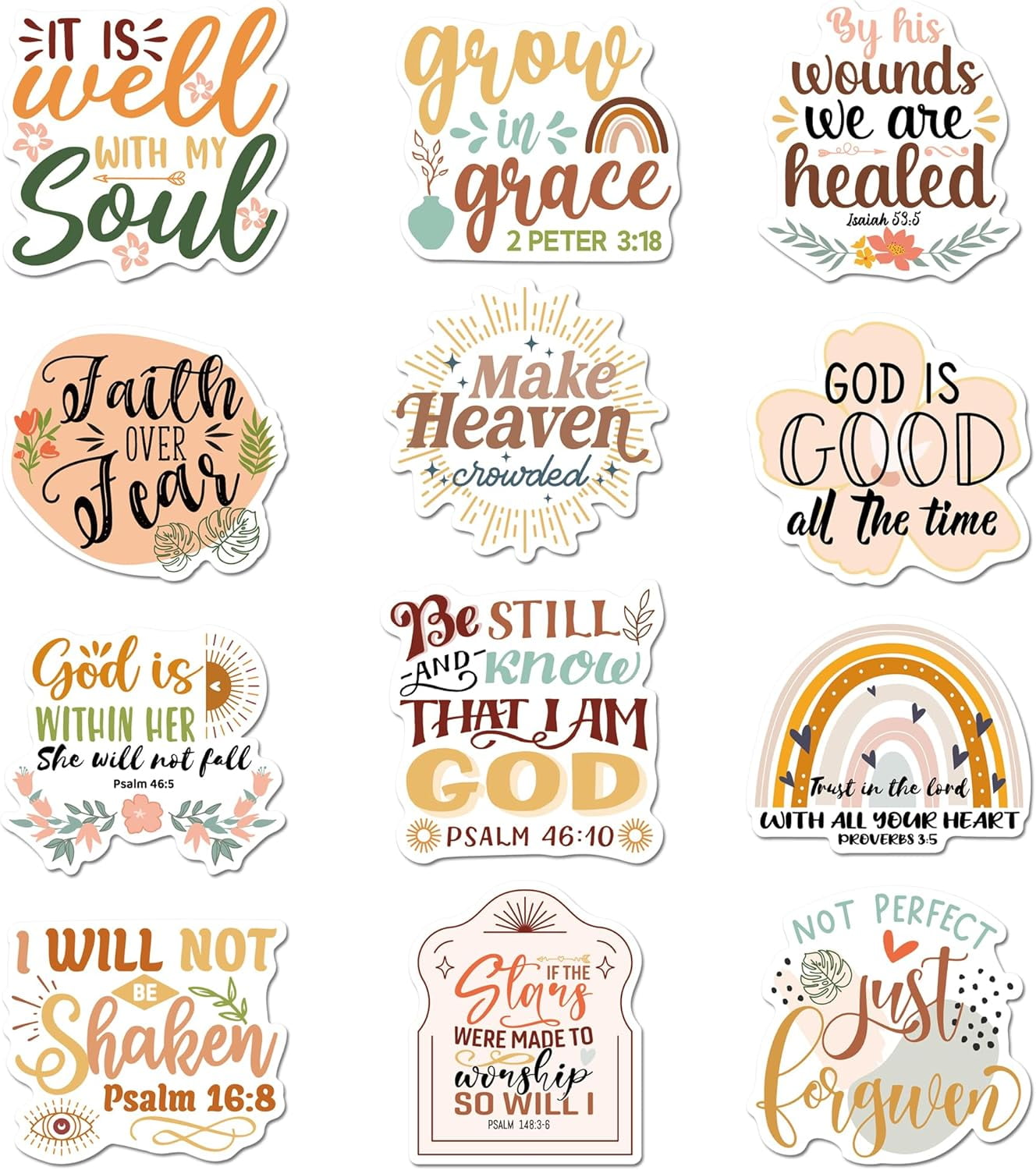 Christian Bible Verse Fridge Magnet Stickers, 12Pcs Boho Faith Based ...
