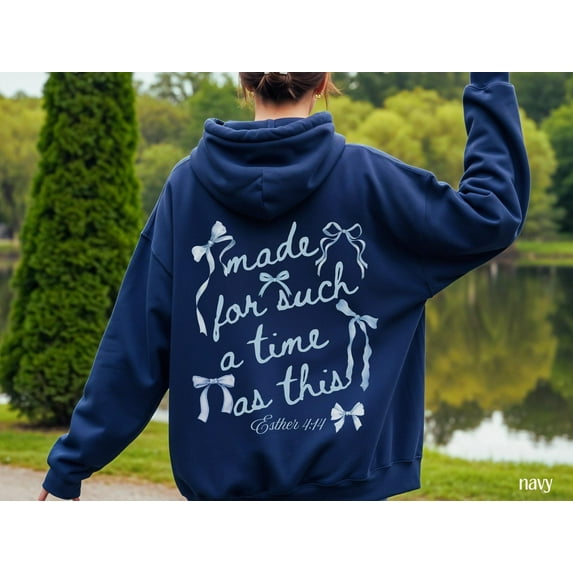 Christian Bible Verse Hoodie, Blue Coquette Bows Jesus Oversized Hooded ...