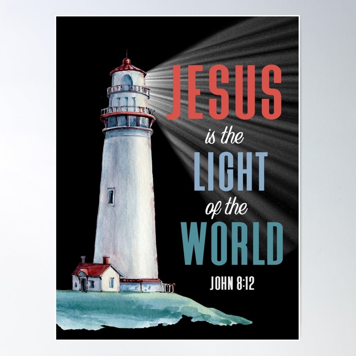 Christian Bible Verse - Jesus Is The Light Of The World - John 8:12 Poster Wall Art, Modern Wall ...