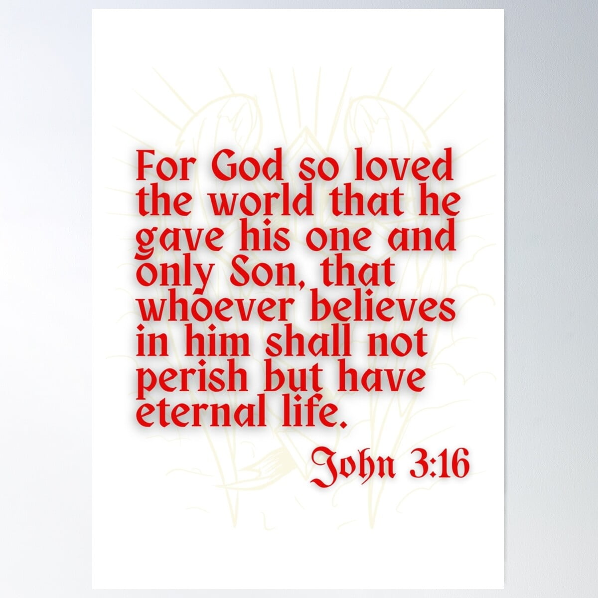 Christian Bible Verse John 3:16 Poster Wall Art, Modern Wall Decor For ...
