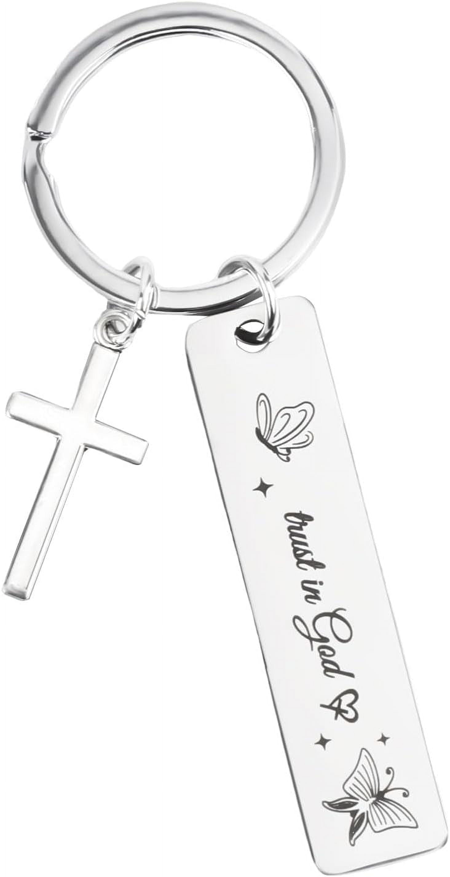 Christian Bible Verse Keychain, Stainless Steel Trust In God Key Chain ...