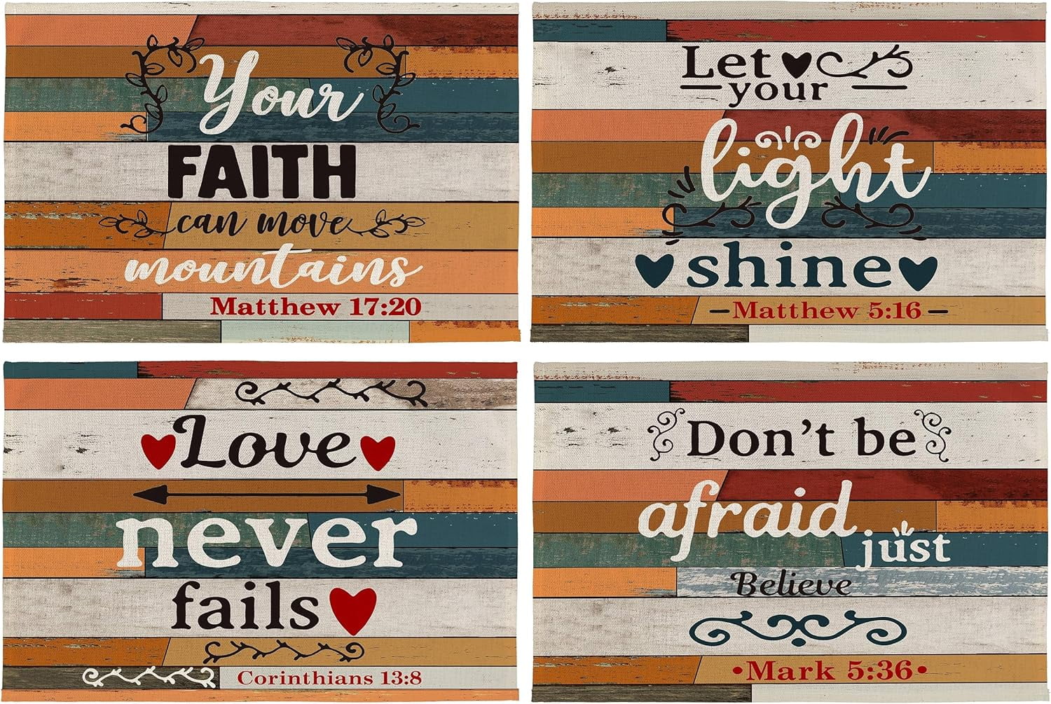 Christian Bible Verse Placemats Set of 4,Farmhouse Religious Christian ...