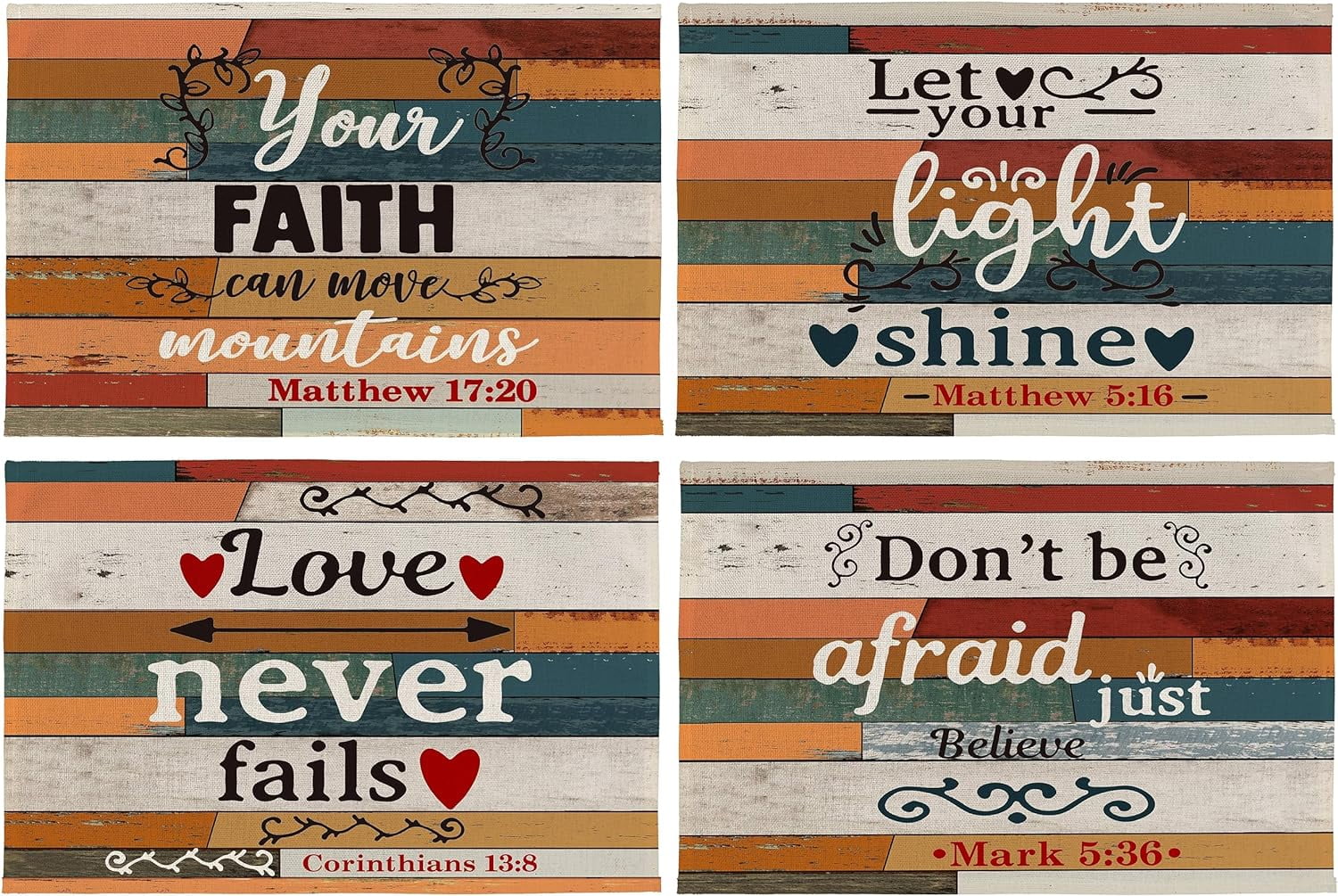 Christian Bible Verse Placemats Set of 4,Farmhouse Religious Christian ...