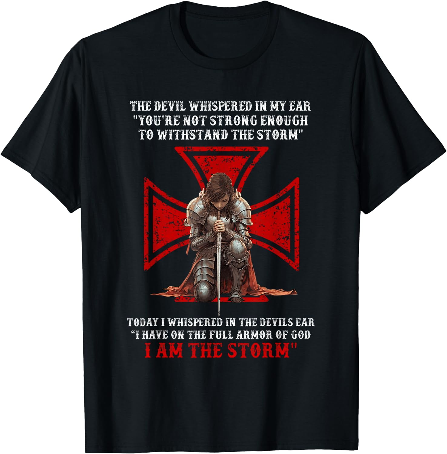 Christian Bible Verse Religious Cross Faith Knights Women T-Shirt ...