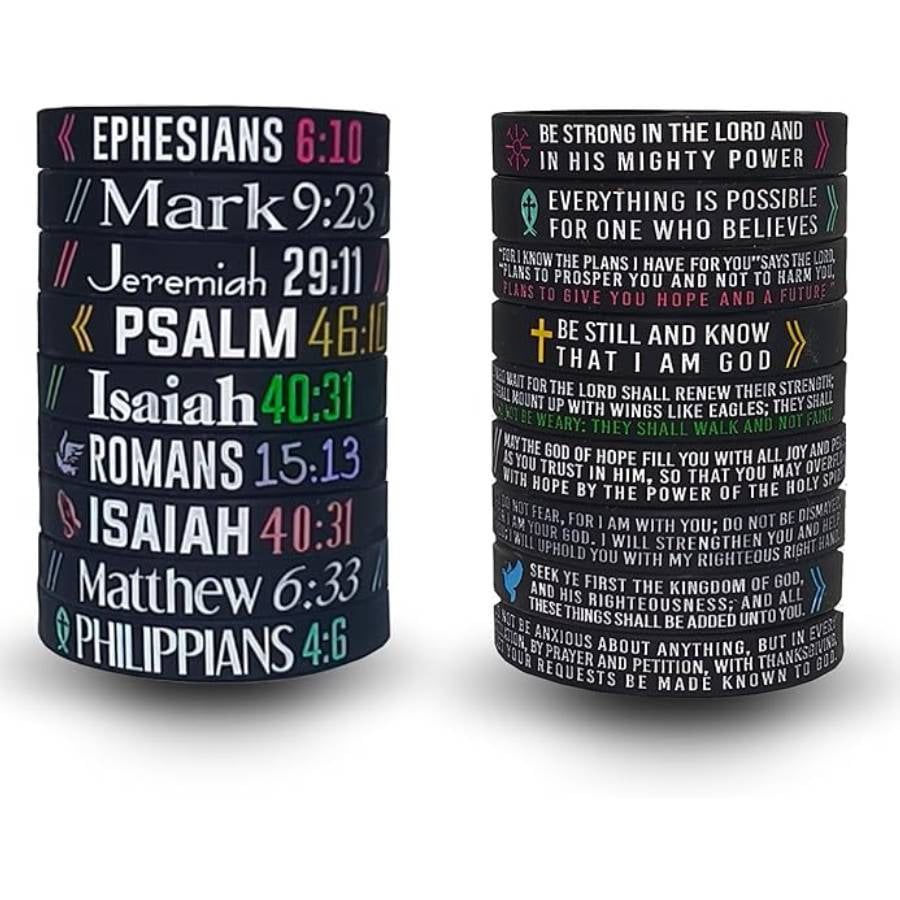 Christian Bible Verse Silicone Bracelets 12 Pack | Inspirational ...