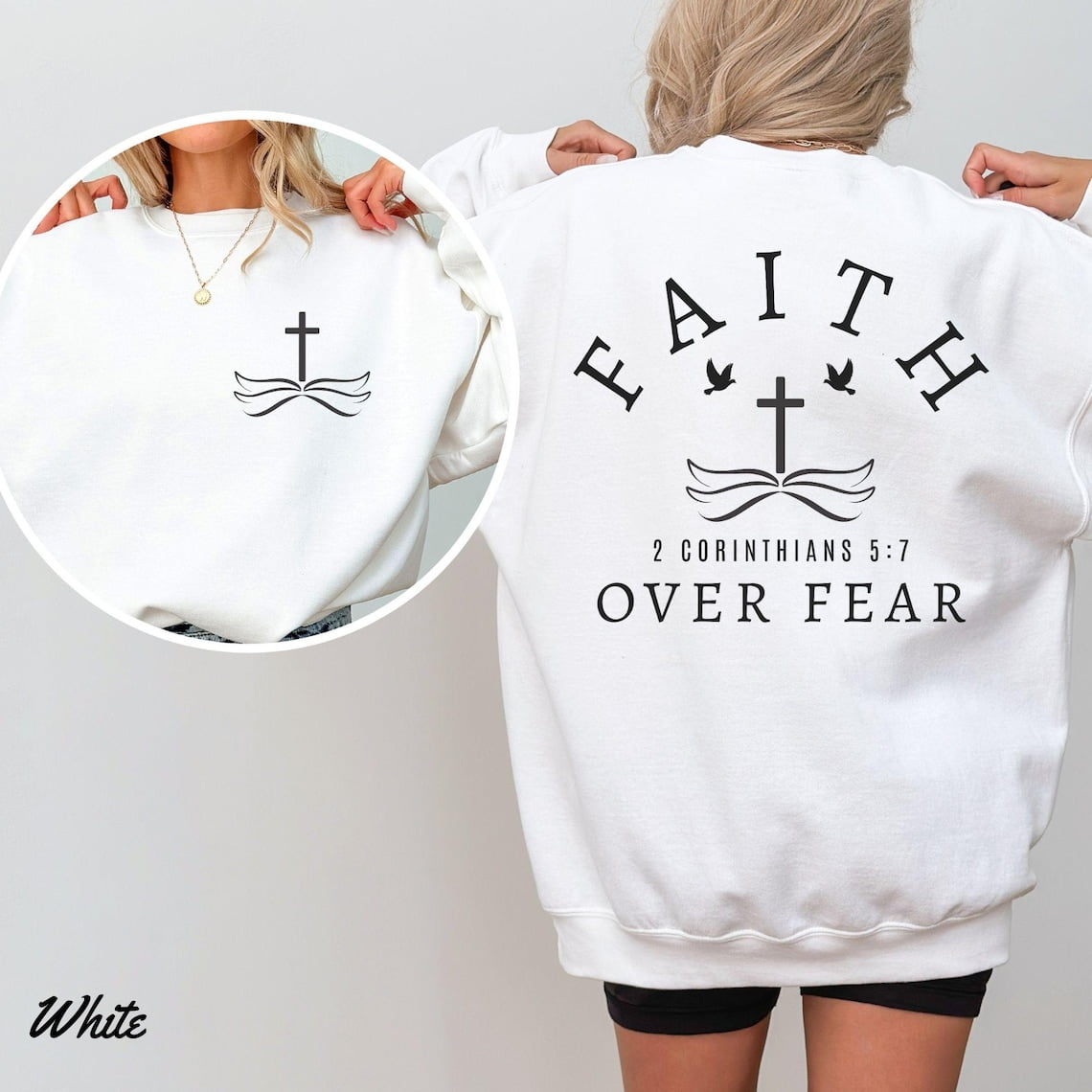 Christian Bible Verse Sweatshirt, Faith over Fear Sweatshirt ...